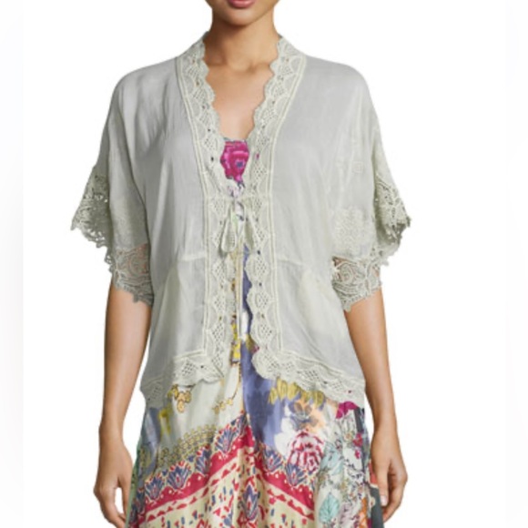 Johnny Was | Tops | Johnny Was Reedy Lacetrim Wrap Jacket Blouse Cardigan Small | Poshmark